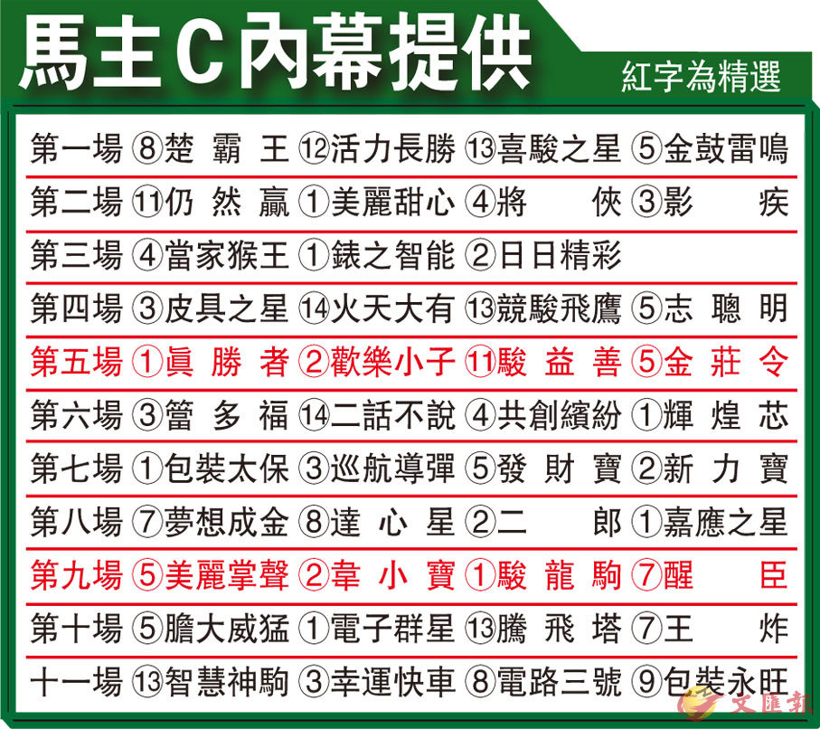 馬主C內幕提供 香港文匯報